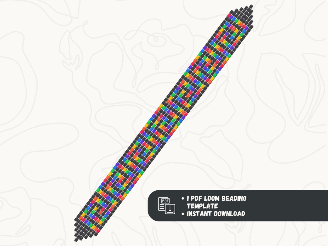 Rainbow Snake Bead Loom Pattern Template | Boho Design Beading Diagram ...