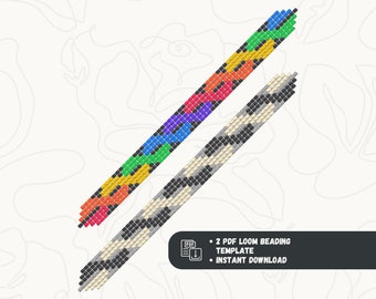 Rainbow Snake Bead Loom Pattern Template | Boho Design Beading Diagram ...