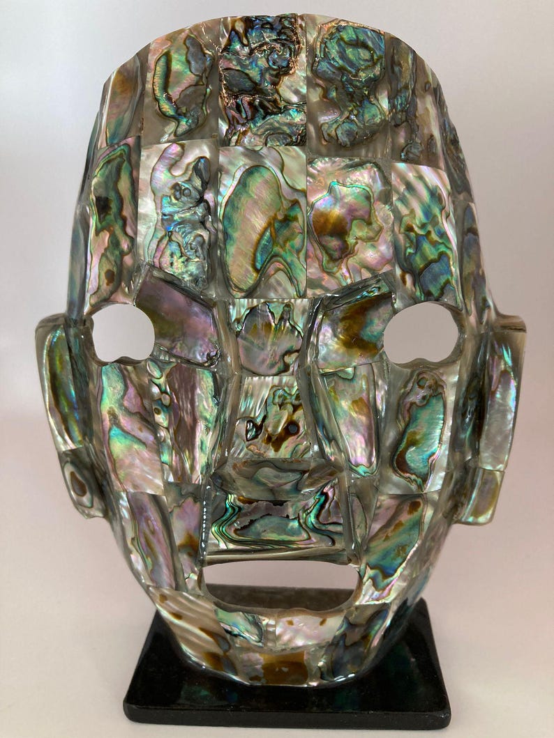 Mexican Abalone Shell Mask, Aztec/mayan Motif - Etsy