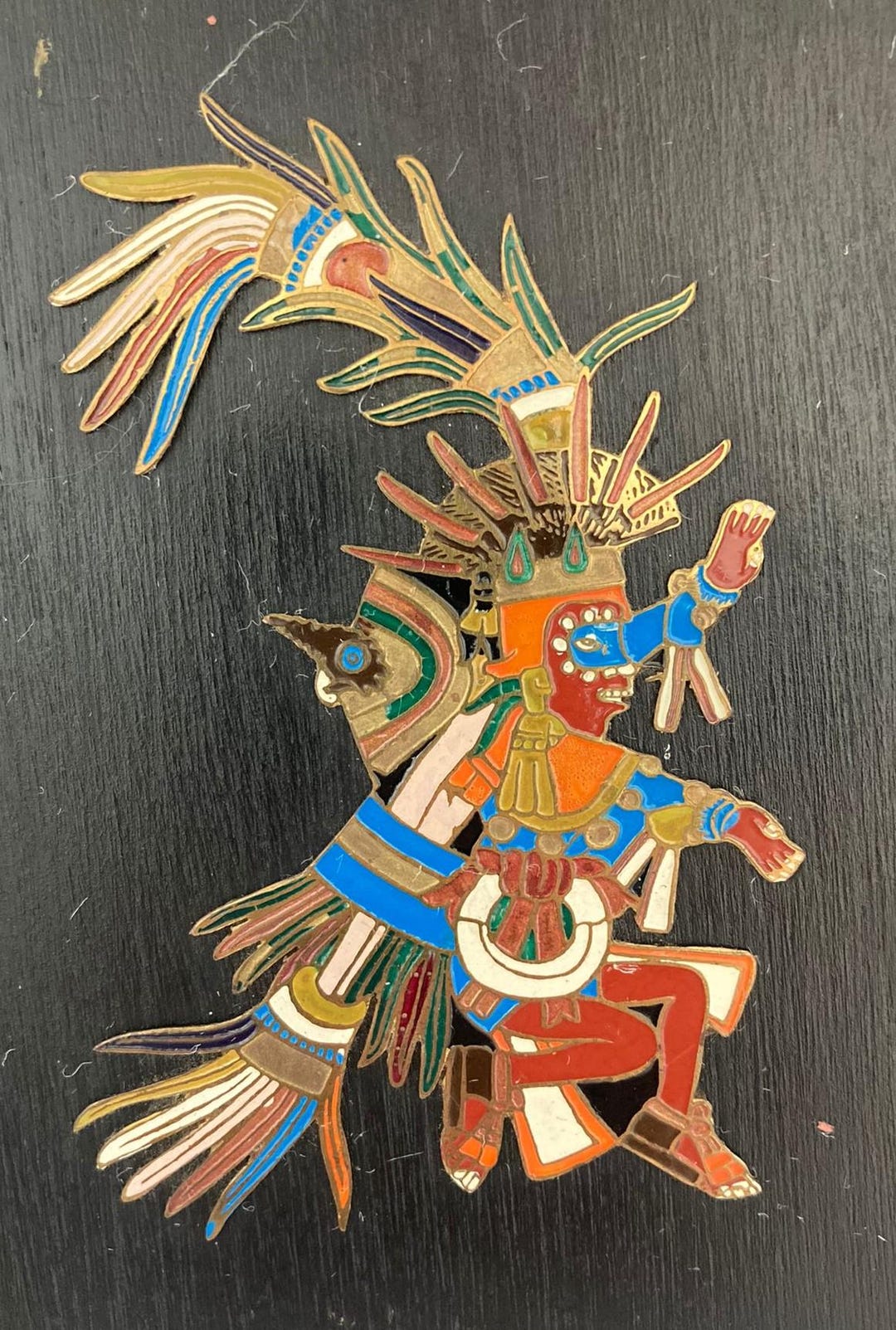 Aztec Brass and Enamel Lord of the Morning Start Plaque on Wood - Etsy