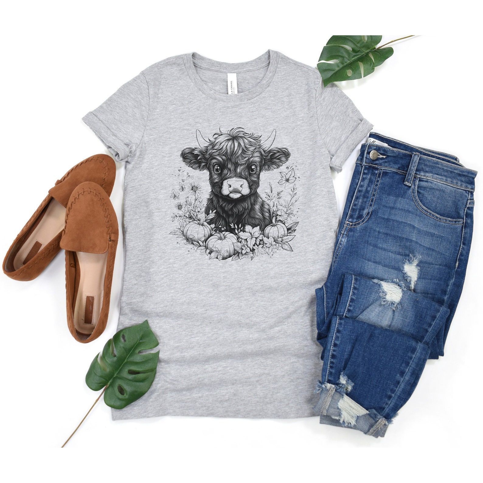 Fall Highland Cow Shirt for Country Girls, Woman T Shirt Animal Graphic ...
