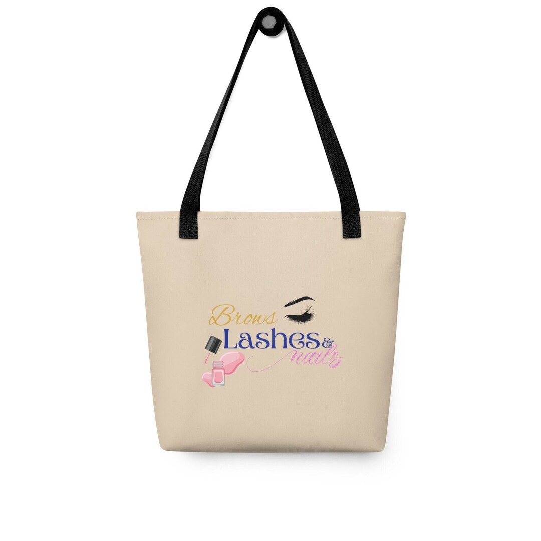 Brow Lashes Nails Tote Bag in Beige, Cute Makeup Bag, Lash Artist Tech ...