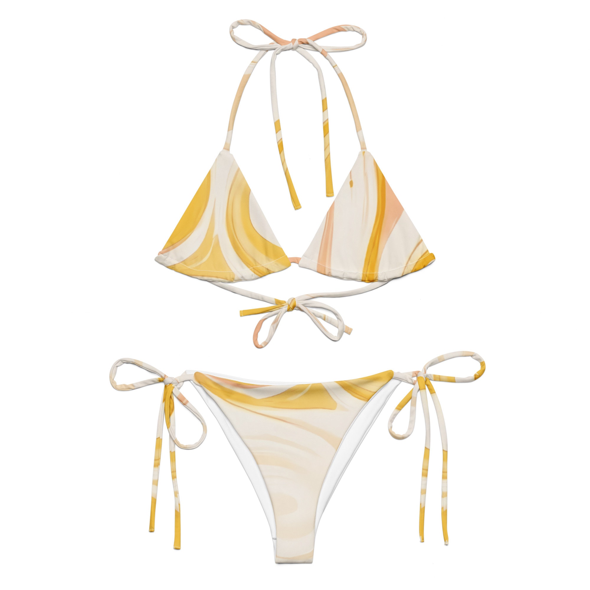 Women's Peach Multicolored String Bikini, Yellow String Bikini ...