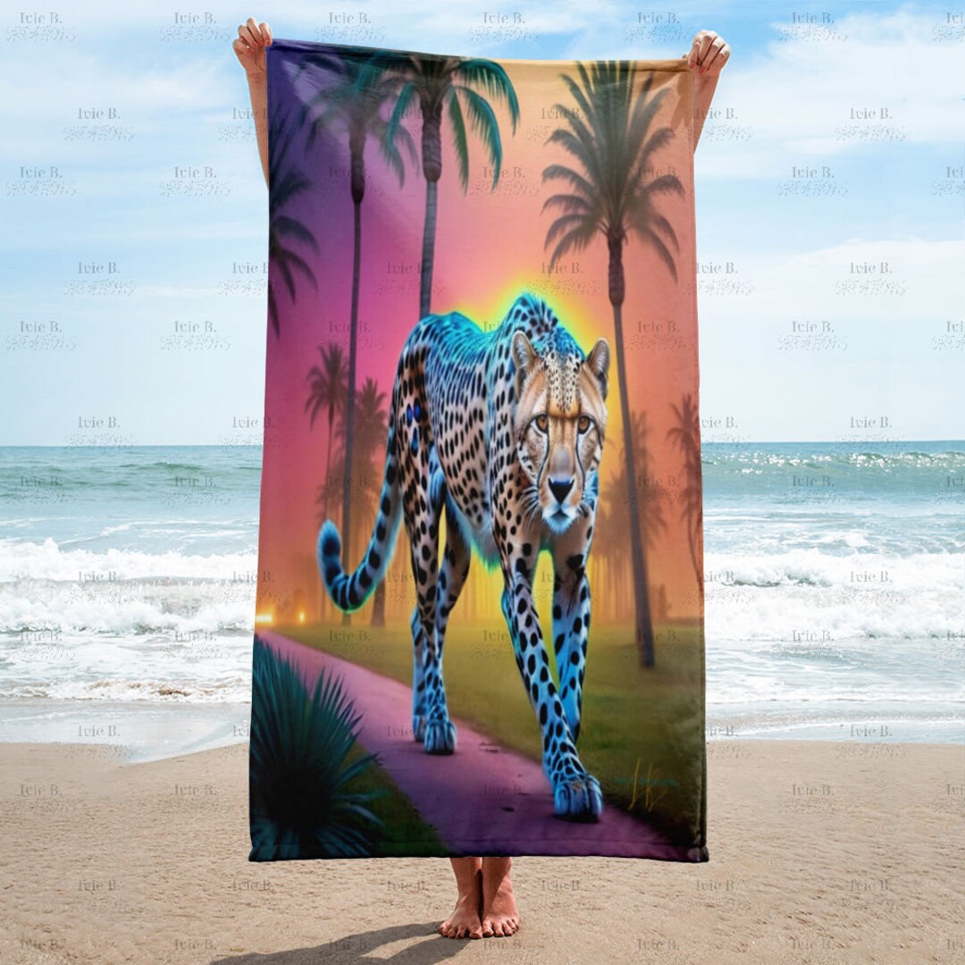 Cheetah Print Beach Towel, Cheetah Towel, Beach Towel, Digital Design ...