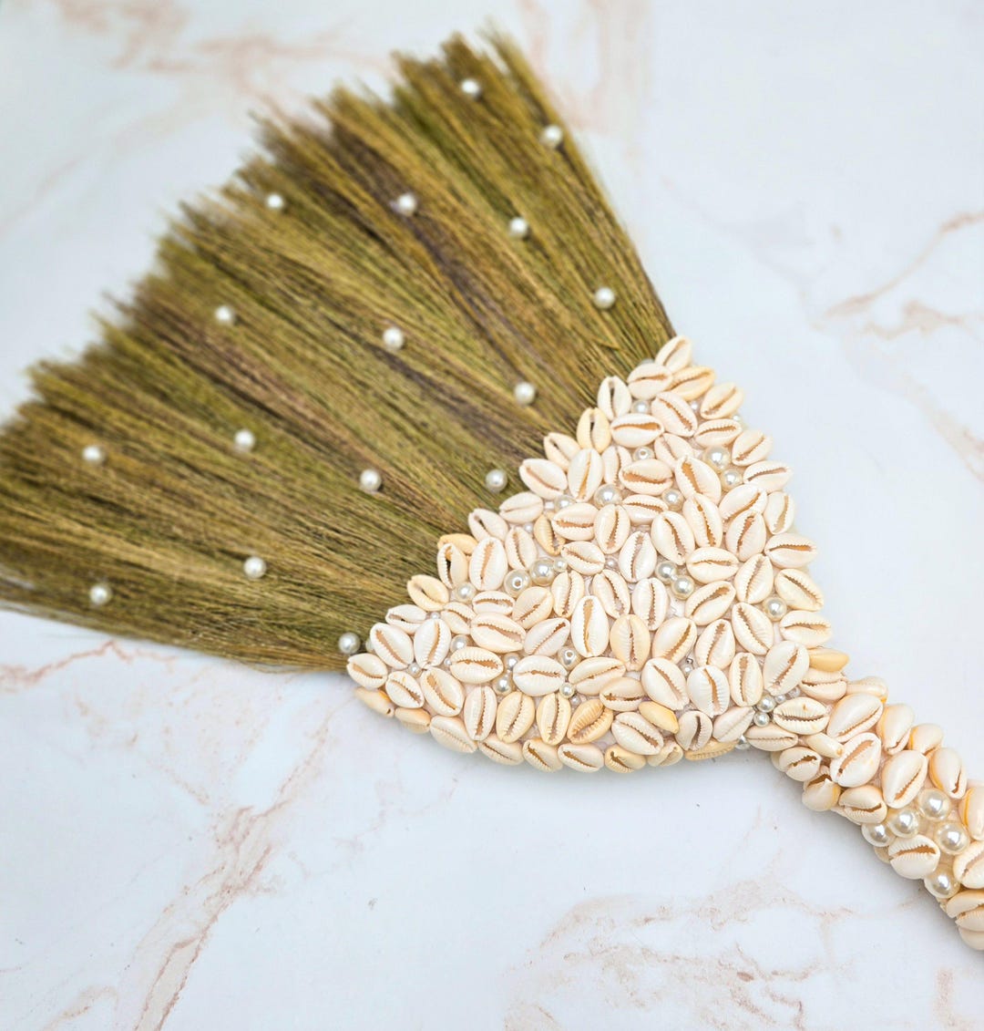 Elegant Wedding Jumping Broom With Cowrie Shells Handmade African ...