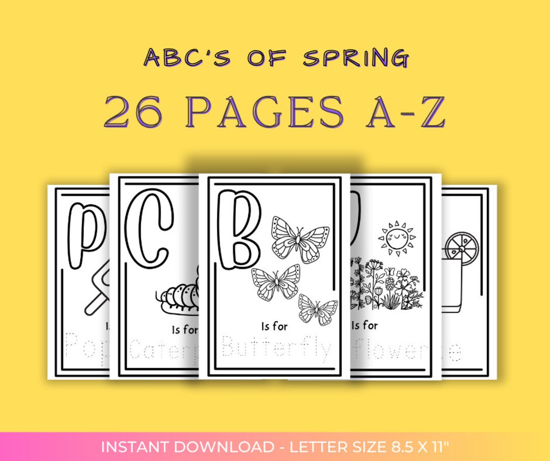 Abc's of Spring Printable Coloring & Tracing Worksheets, Pre K ...
