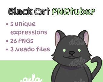 Black Cat Pngtuber Vtuber Model, Ready to Use Streamer Avatar, for OBS ...