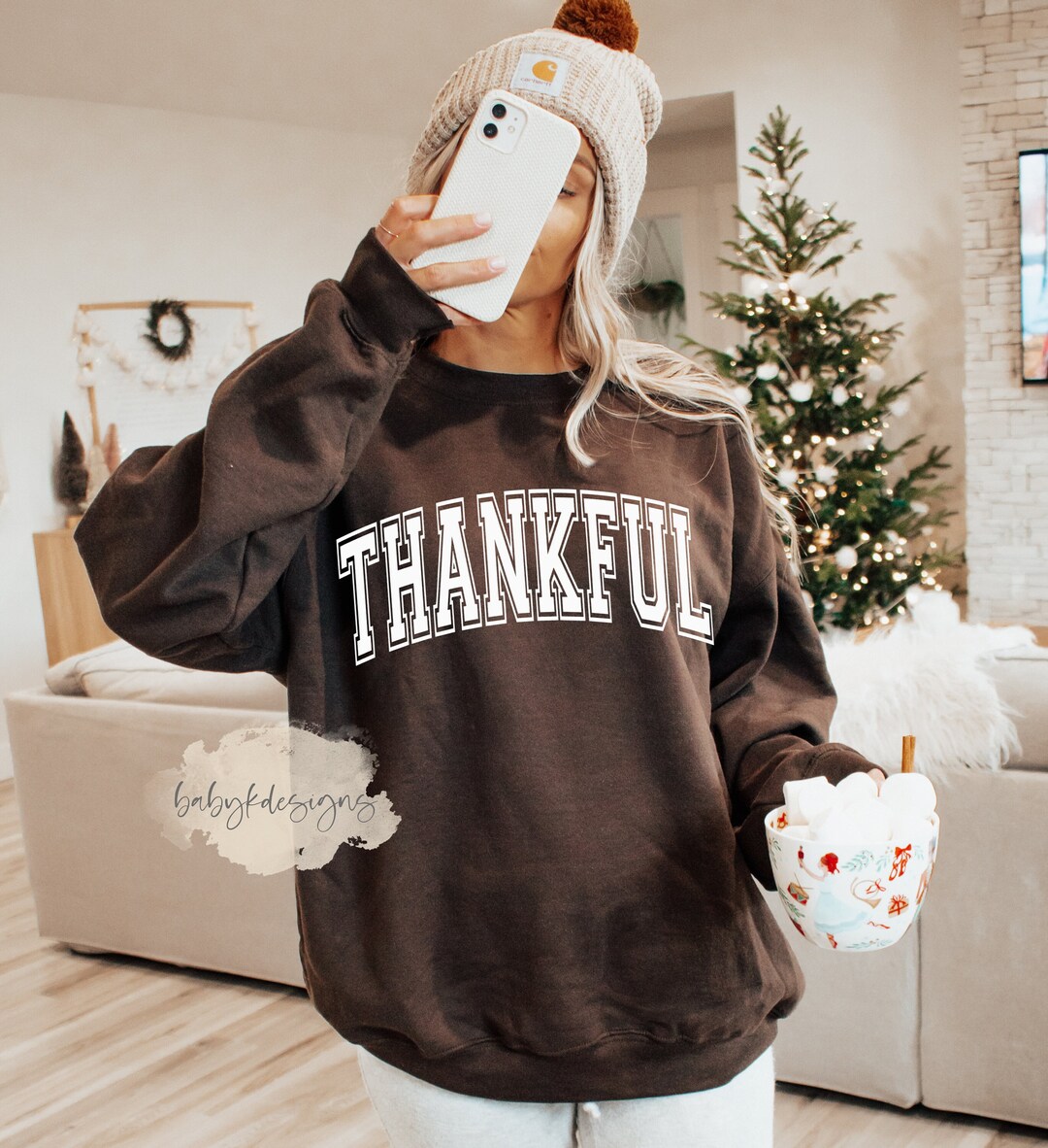 Thankful Sweatshirt, Women's Christmas Sweater, Family Thanksgiving ...