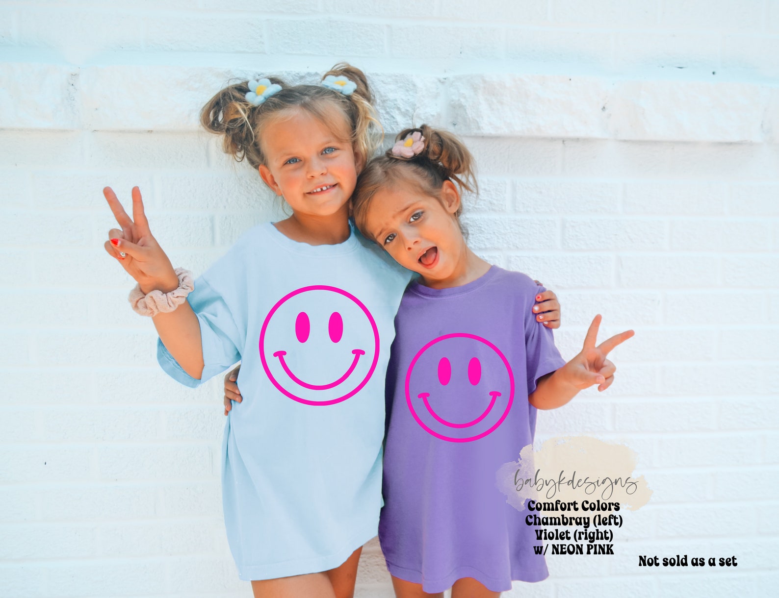 Girls Neon Happy Face Shirt, Comfort Colors® Aesthetic Oversized ...