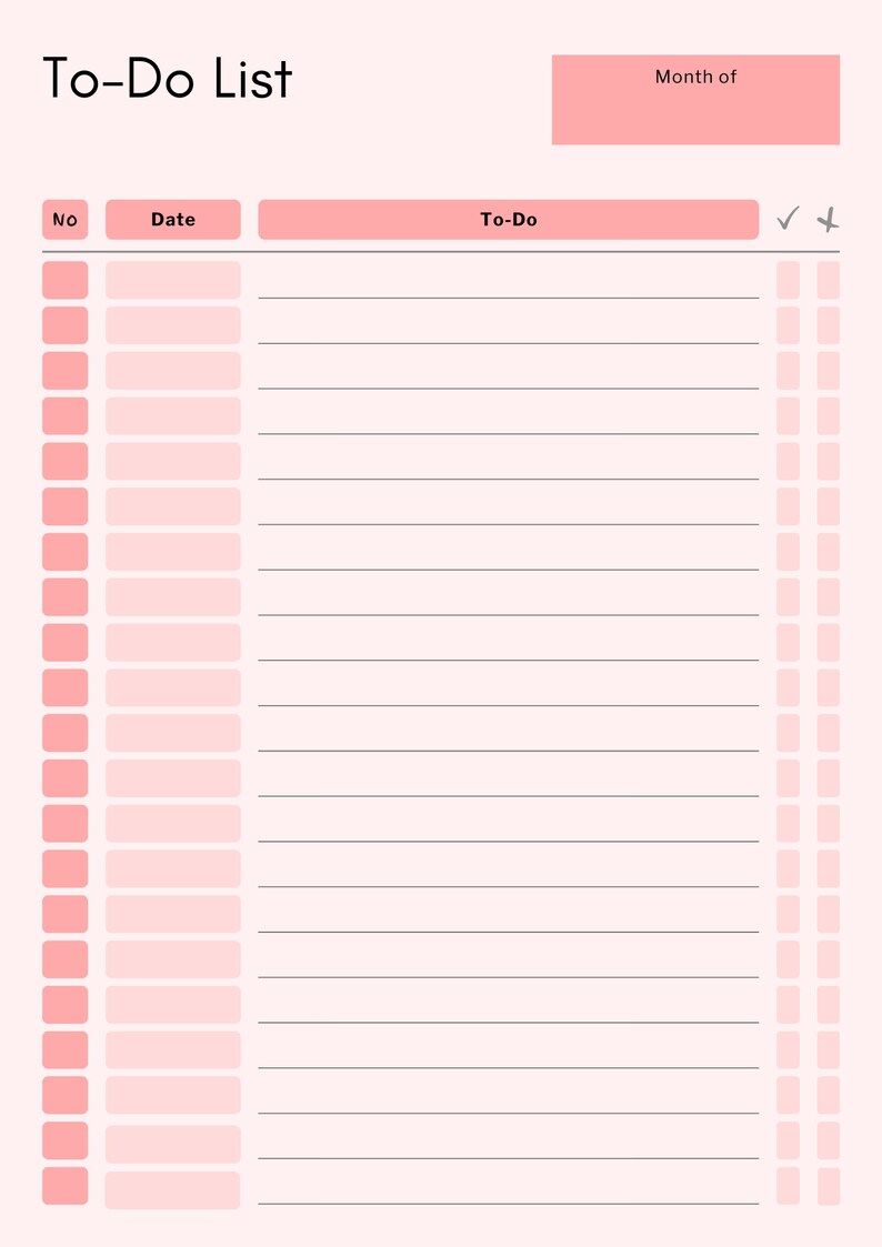Minimalist Pink To-do List, for Any Day - Etsy