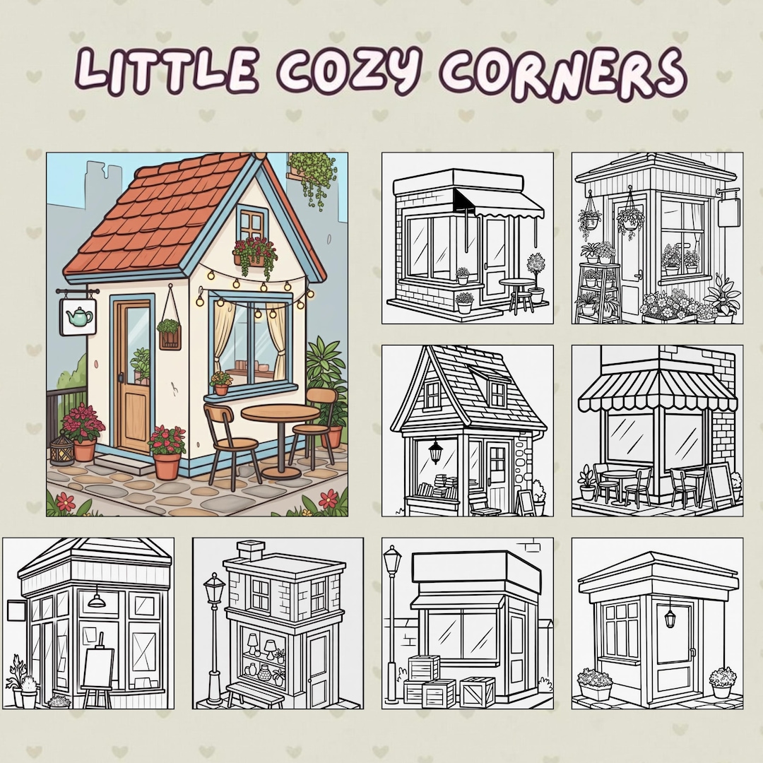 Little Cozy Corners Coloring Pages | 10 Relaxing Outdoor Scenes ...
