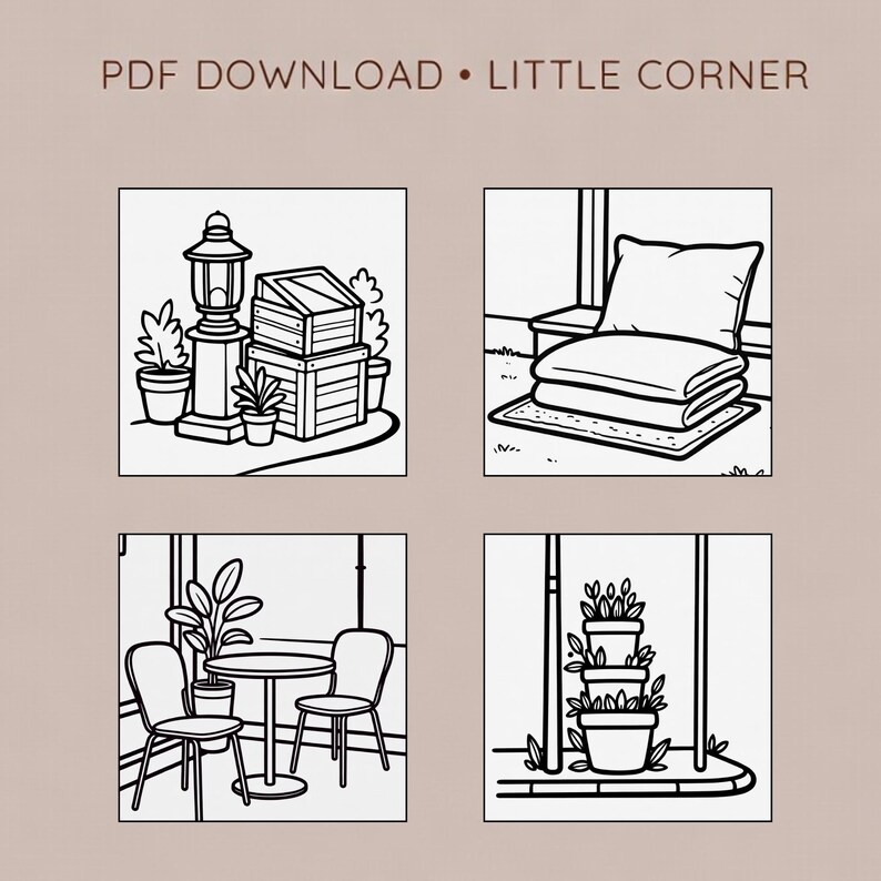 Cozy Little Corners Coloring Pages | Relaxing Outdoor Scenes ...