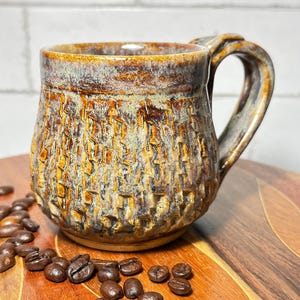 Carved Texture 12oz Mug With Multi Layered Glazes That Has a Stone ...