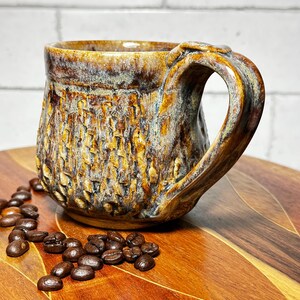Carved Texture 12oz Mug With Multi Layered Glazes That Has a Stone ...