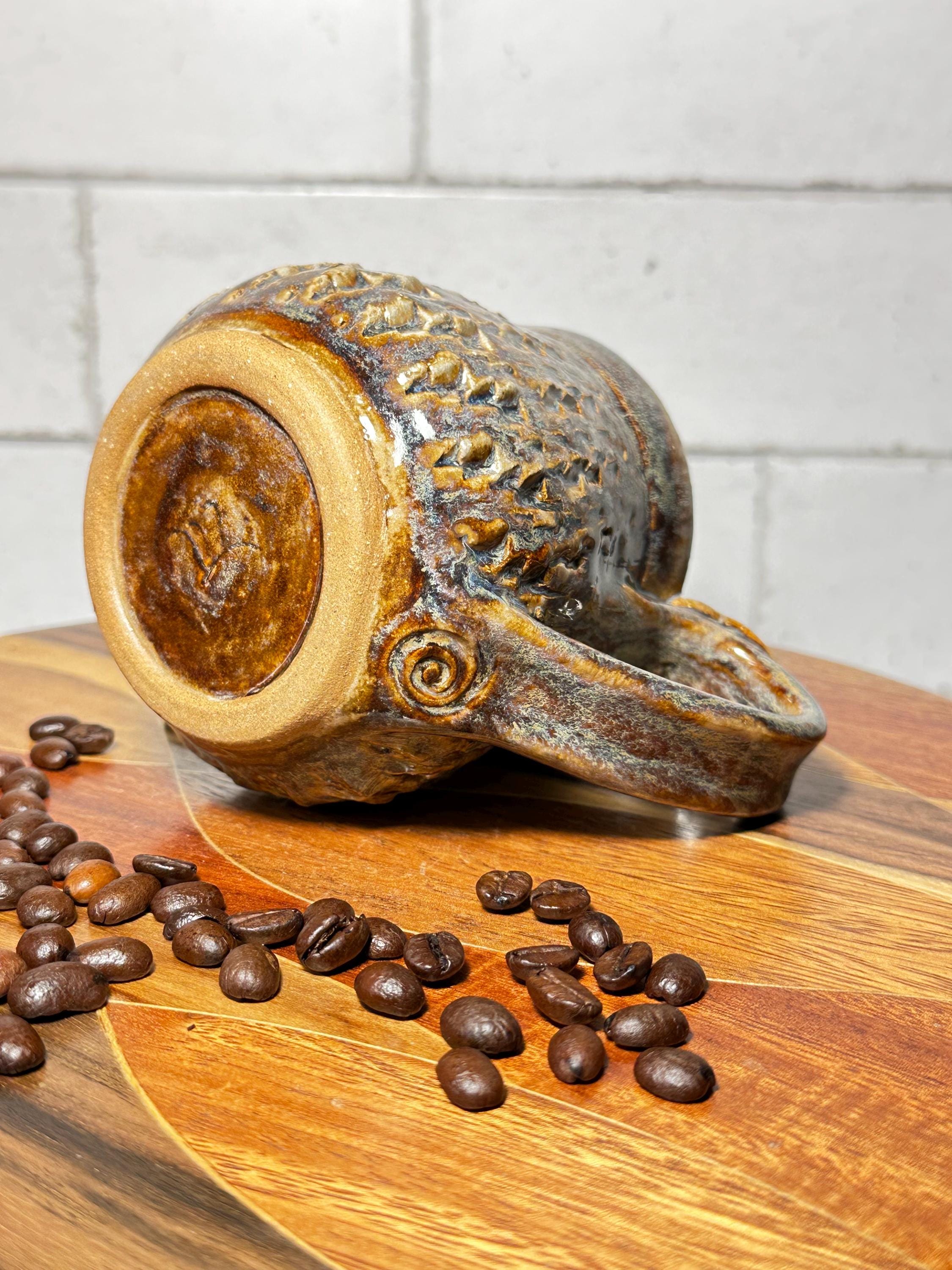 Carved Texture 12oz Mug With Multi Layered Glazes That Has a Stone ...