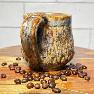 Carved Texture 12oz Mug With Multi Layered Glazes That Has a Stone ...
