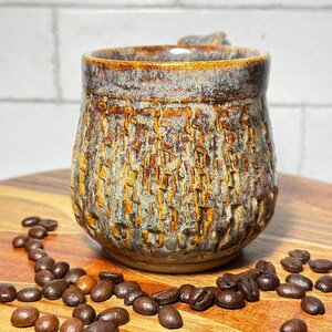 Carved Texture 12oz Mug With Multi Layered Glazes That Has a Stone ...