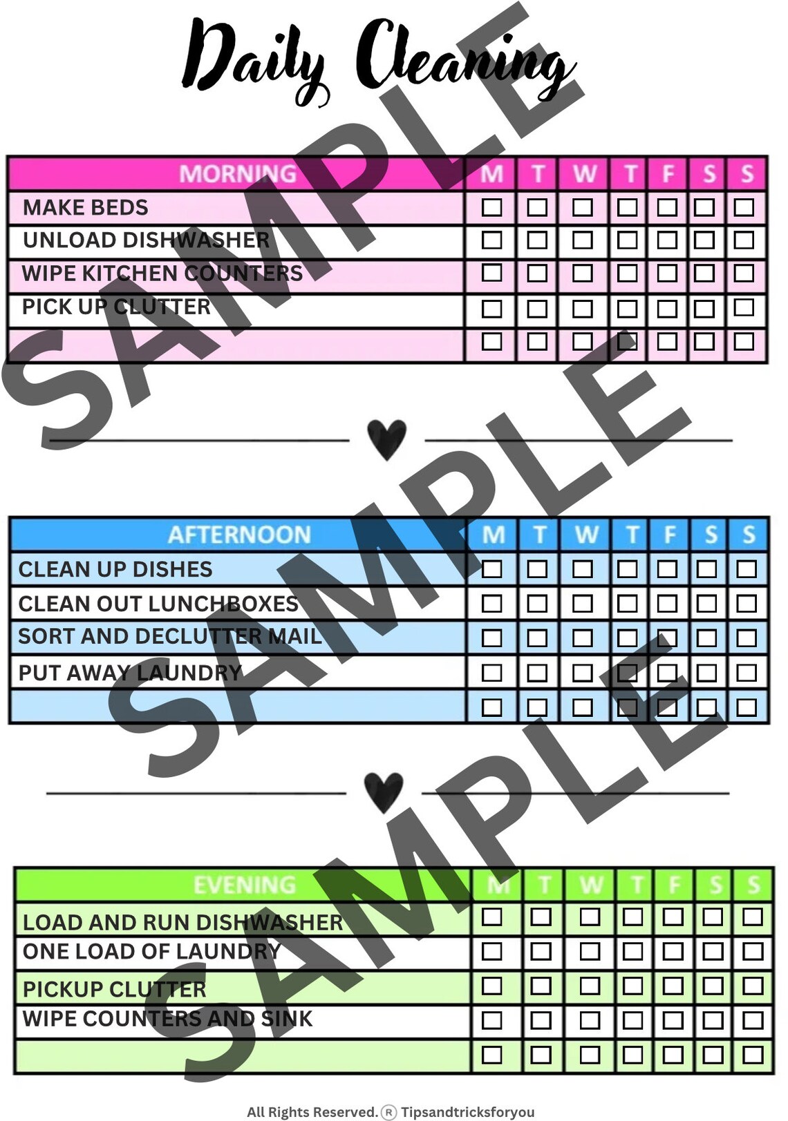 Printable Cleaning Checklist for Each Room • Printable Cleaning Family ...