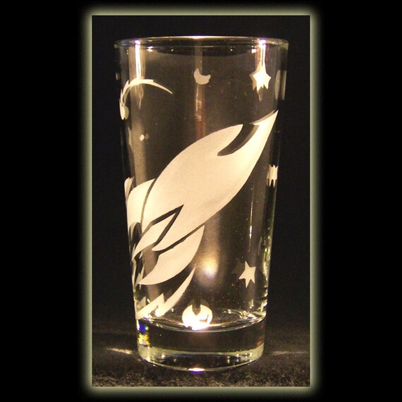 Retro Rocketship Outer Space Juice/highball Glass - Etsy