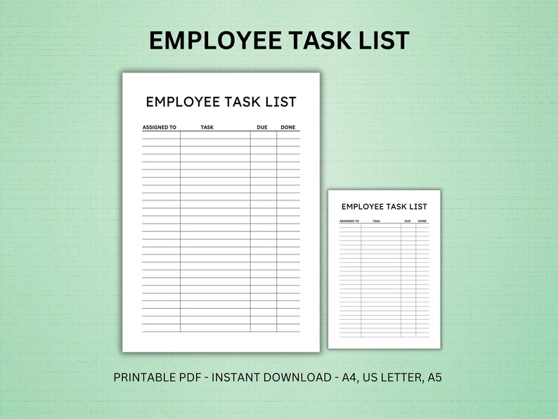 Employee Task List Printable, Work Allocation Sheet, Daily Task Sheet ...