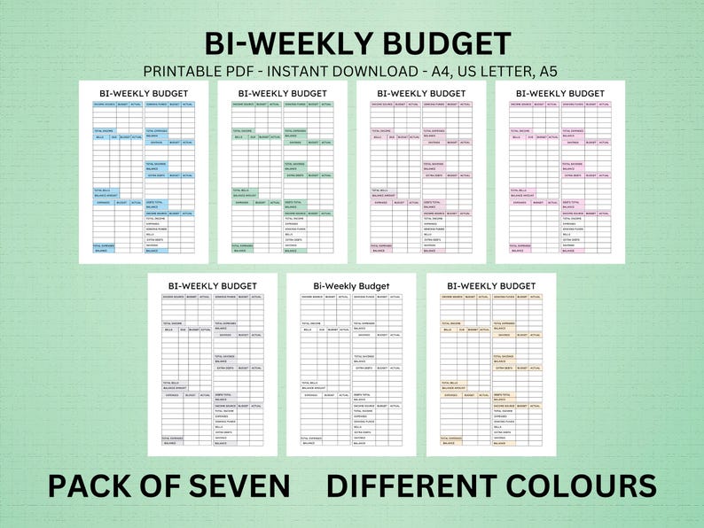 Biweekly Budget Planner Printable, Bi-weekly Template, Printable ...