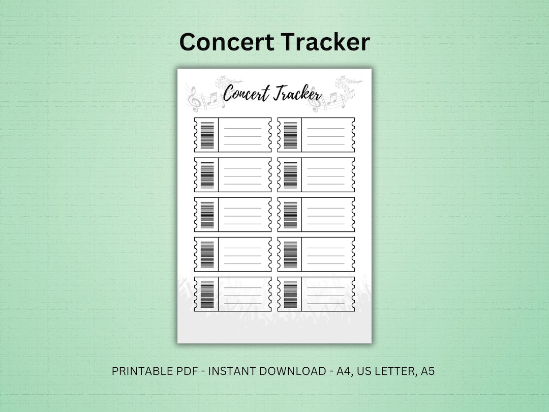 List of Concerts, Concert Tracker, Concert Log, Printable Journal Page ...