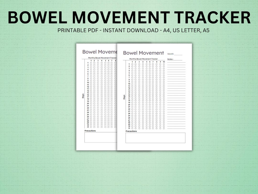 Bowel Movement Tracker Printable, Gut Health Journal, Daily Bowel ...