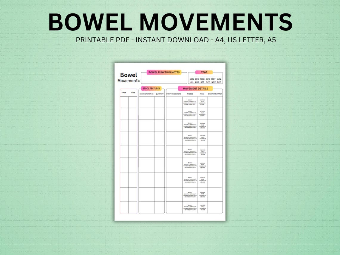 Bowel Movement Tracker, Digital Health Log, Gut Health Journal, Daily ...