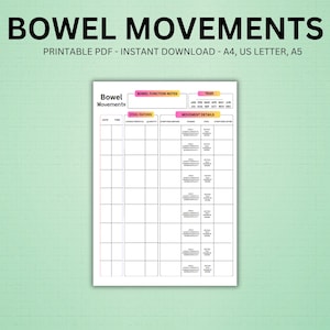 Bowel Movement Tracker, Digital Health Log, Gut Health Journal, Daily ...