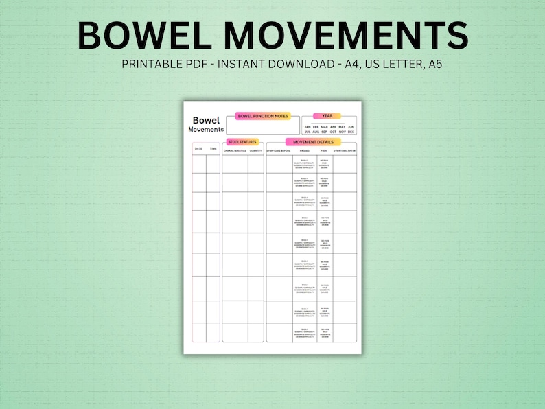Bowel Movement Tracker, Digital Health Log, Gut Health Journal, Daily ...