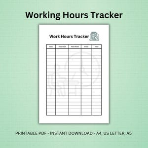 Work Schedule Tracker, Work Hours Tracker, Time Management Planner ...