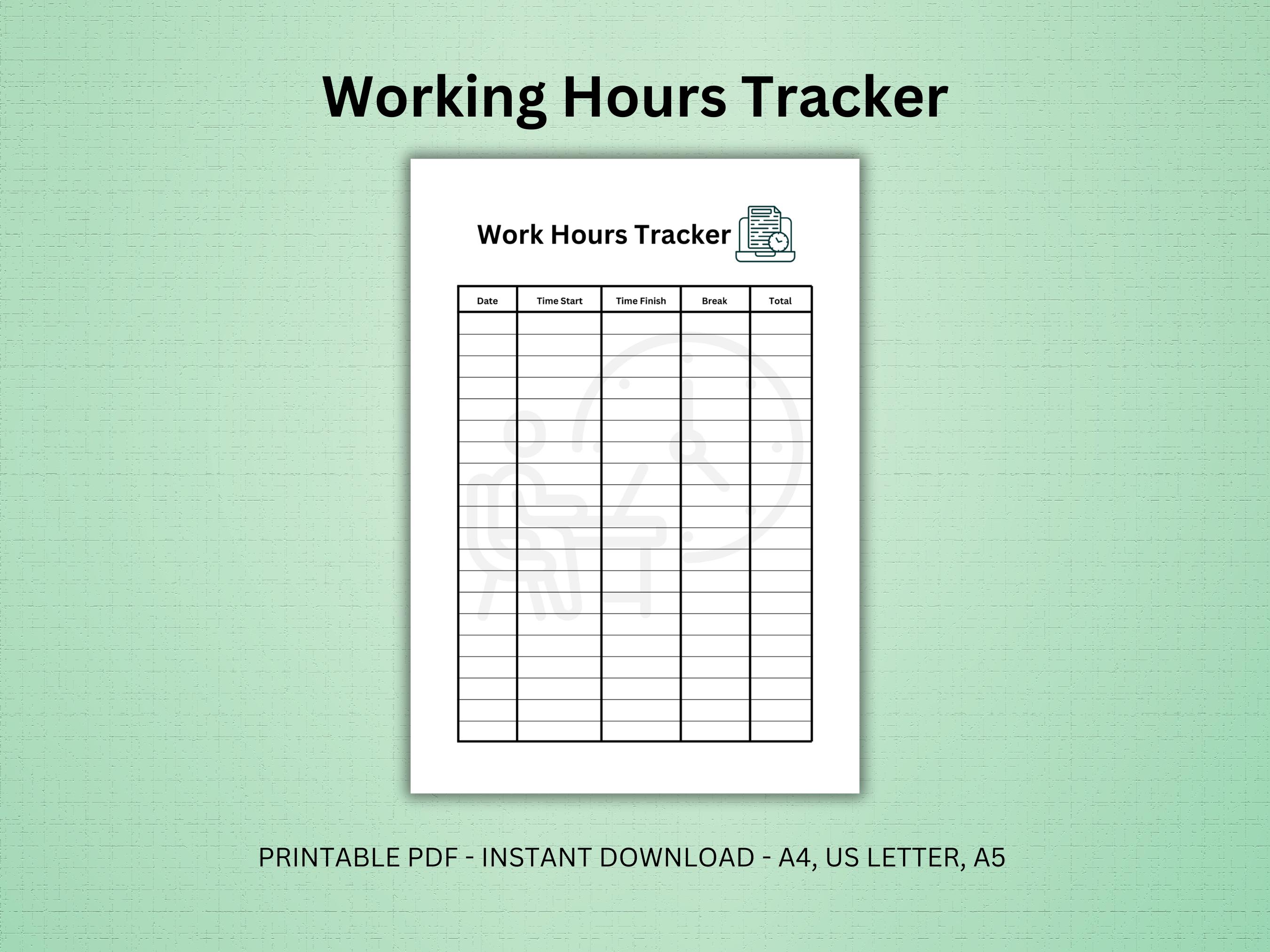 Work Schedule Tracker, Work Hours Tracker, Time Management Planner ...