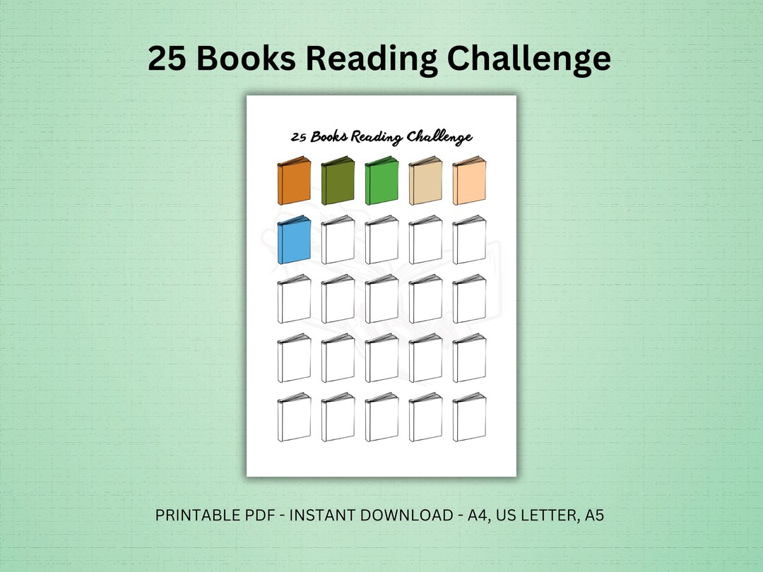 25 Book Reading Challenge, Reading Challenge Tracker, Reading Tracker ...