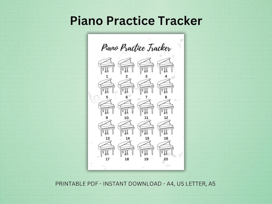 Piano Lesson Tracker Spreadsheet, Piano Practice Tracker, PRINTABLE ...