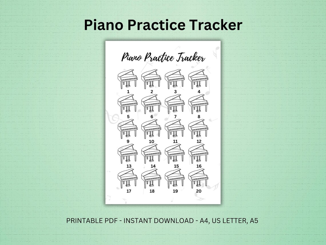 Piano Lesson Tracker Spreadsheet, Piano Practice Tracker, PRINTABLE ...