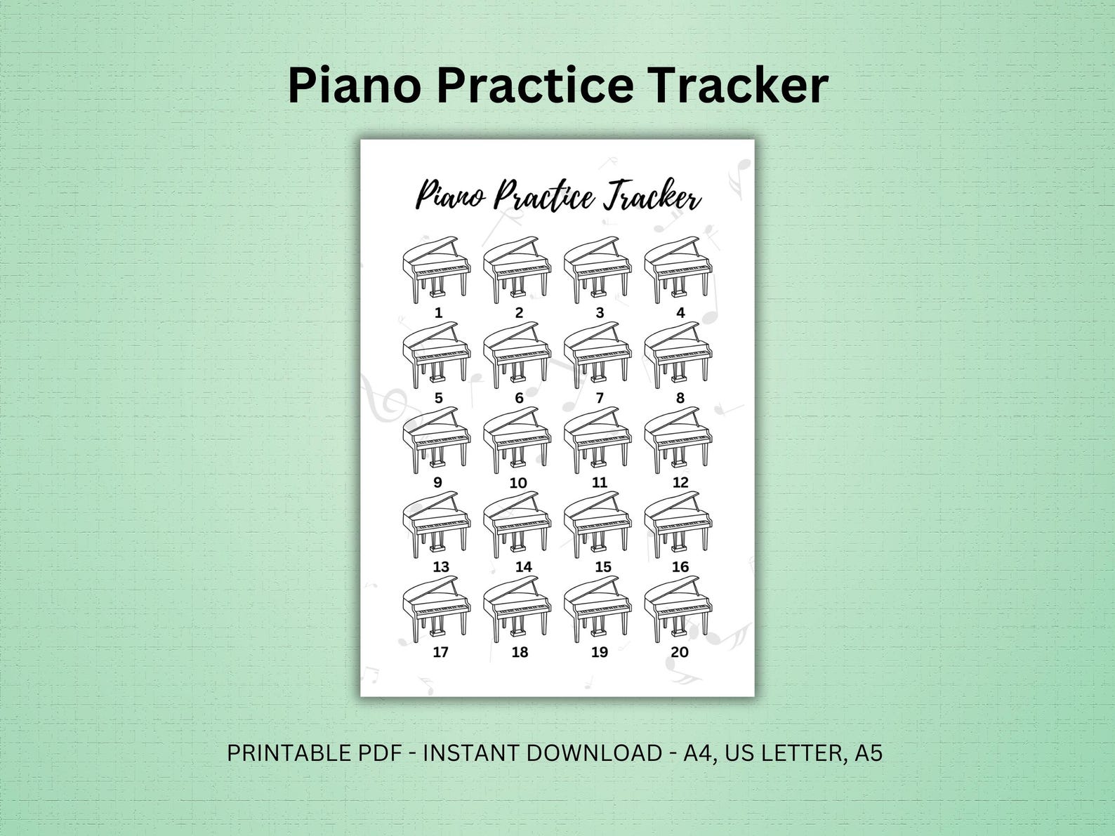 Piano Lesson Tracker Spreadsheet, Piano Practice Tracker, PRINTABLE ...