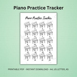 Piano Lesson Tracker Spreadsheet, Piano Practice Tracker, PRINTABLE ...