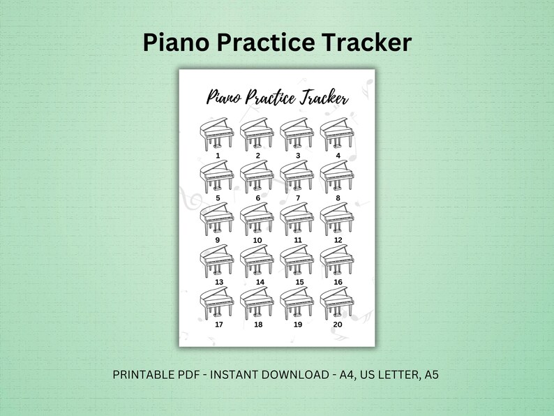 Piano Lesson Tracker Spreadsheet, Piano Practice Tracker, PRINTABLE ...
