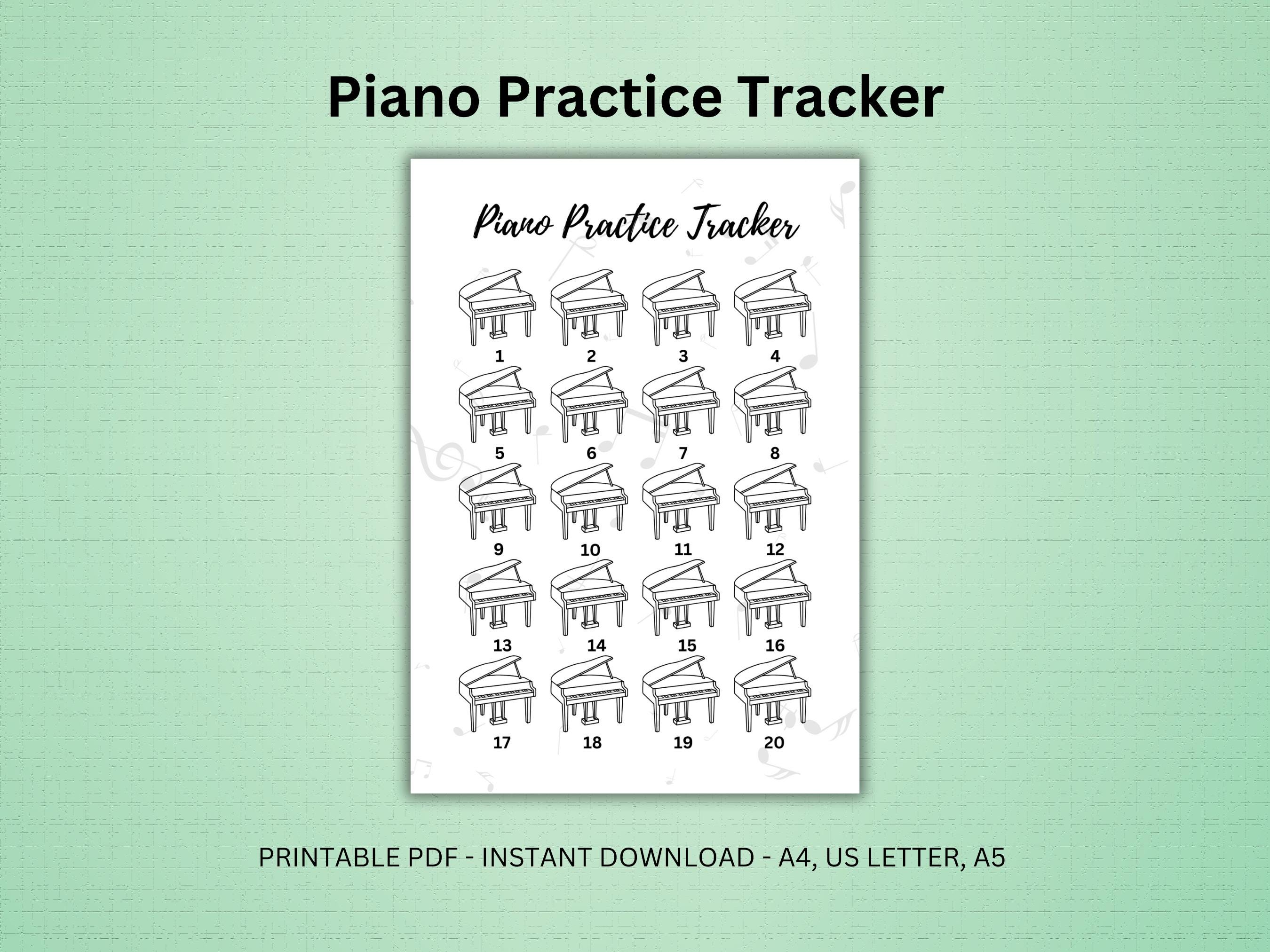 Piano Lesson Tracker Spreadsheet, Piano Practice Tracker, PRINTABLE ...