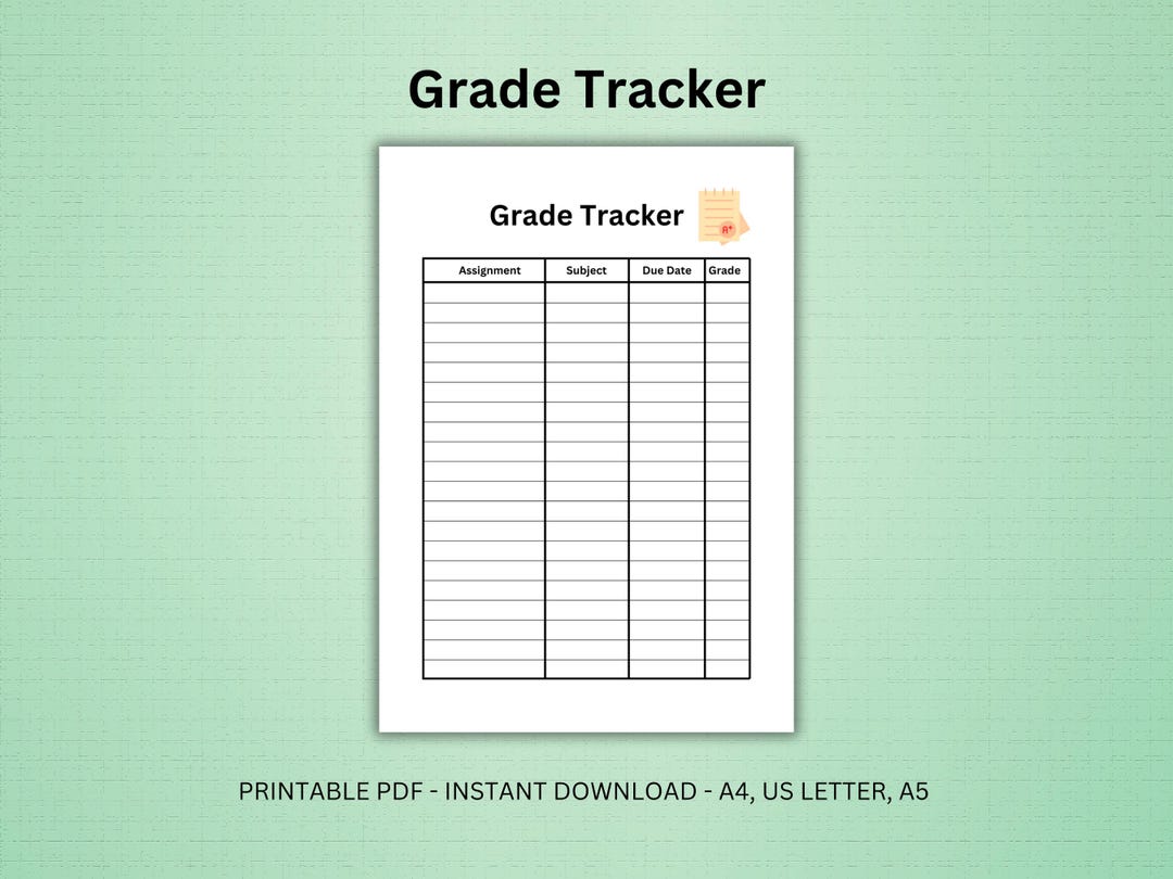 Grade Tracker, Printable Journal Page, Student Journal, Student Planner ...