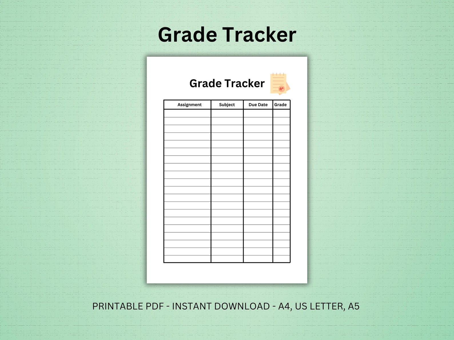 Grade Tracker, Printable Journal Page, Student Journal, Student Planner ...