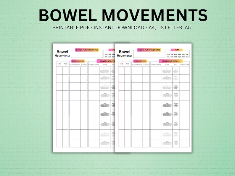 Bowel Movement Tracker, Digital Health Log, Gut Health Journal, Daily ...