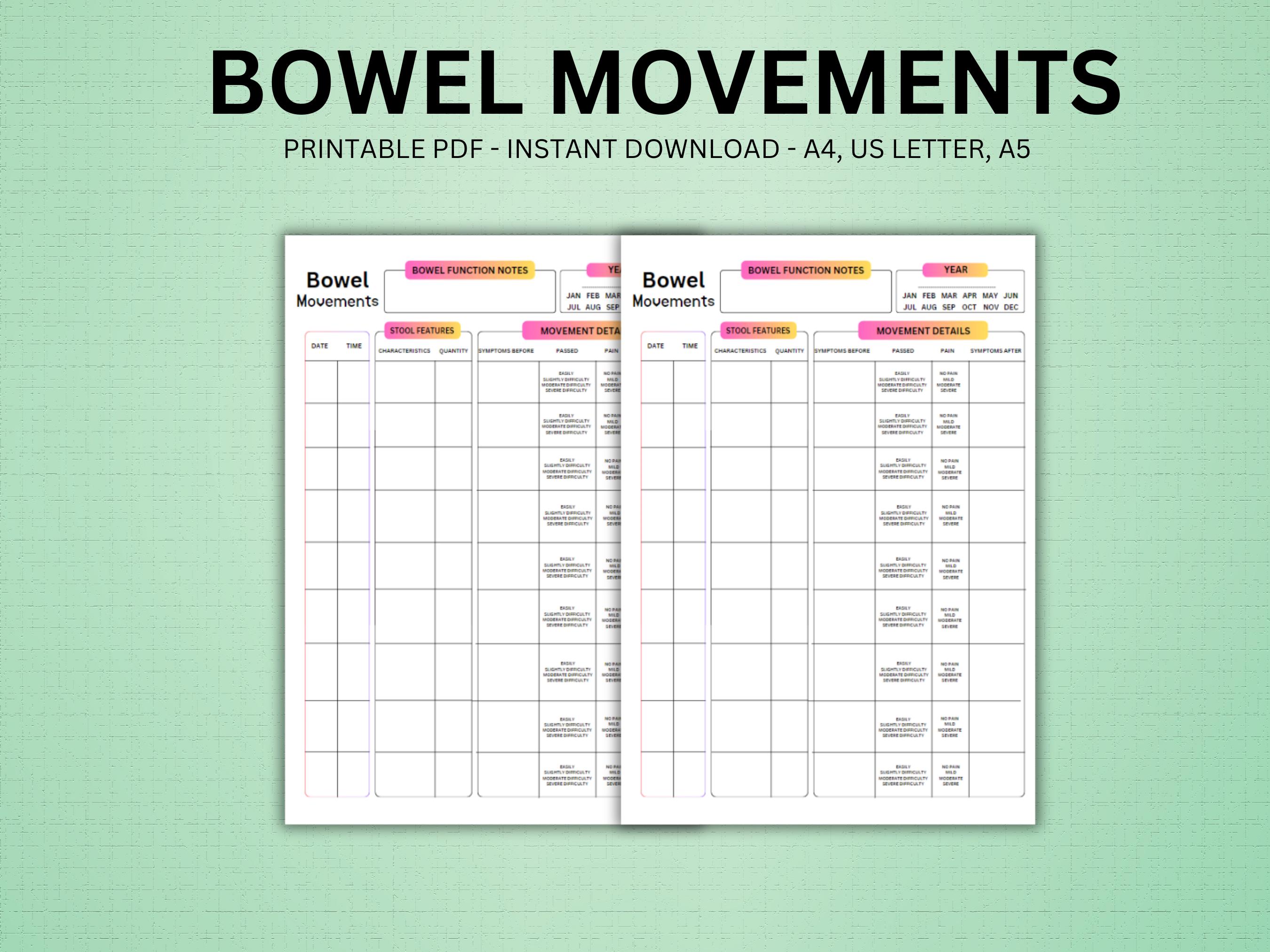 Bowel Movement Tracker, Digital Health Log, Gut Health Journal, Daily ...