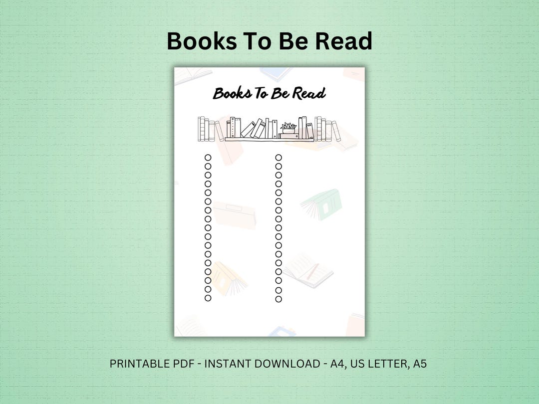 Reading Journal Shelf Printable, to Be Read, Monthly Books Read Journal ...