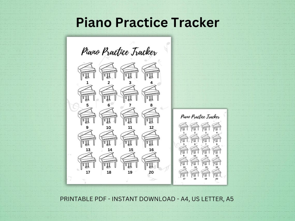 Piano Lesson Tracker Spreadsheet, Piano Practice Tracker, PRINTABLE ...
