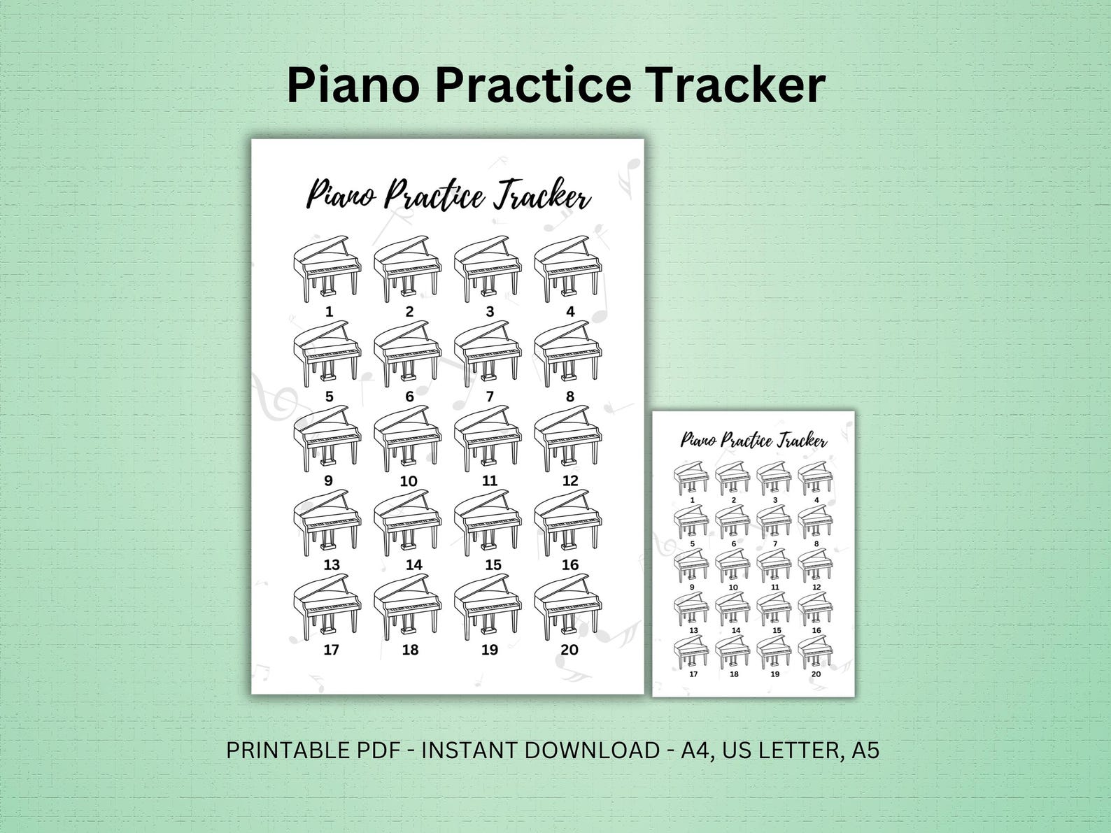 Piano Lesson Tracker Spreadsheet, Piano Practice Tracker, PRINTABLE ...