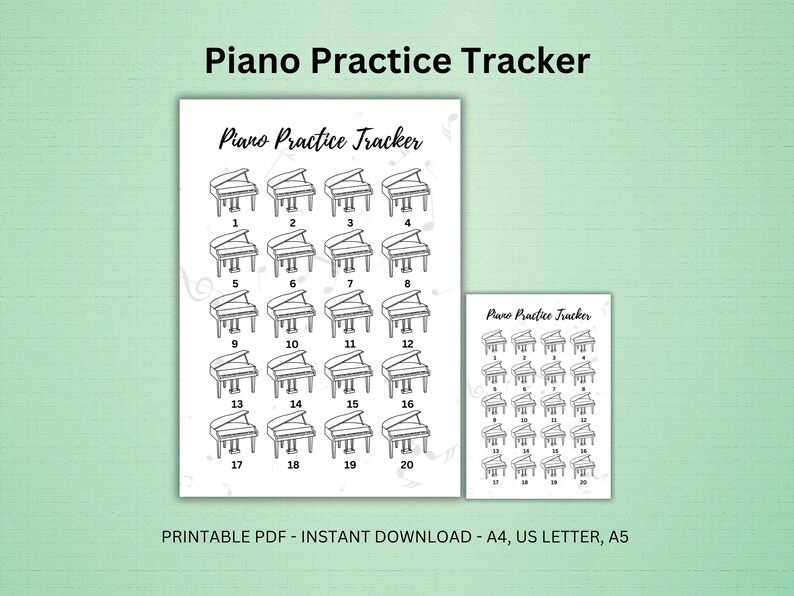 Piano Lesson Tracker Spreadsheet, Piano Practice Tracker, PRINTABLE ...