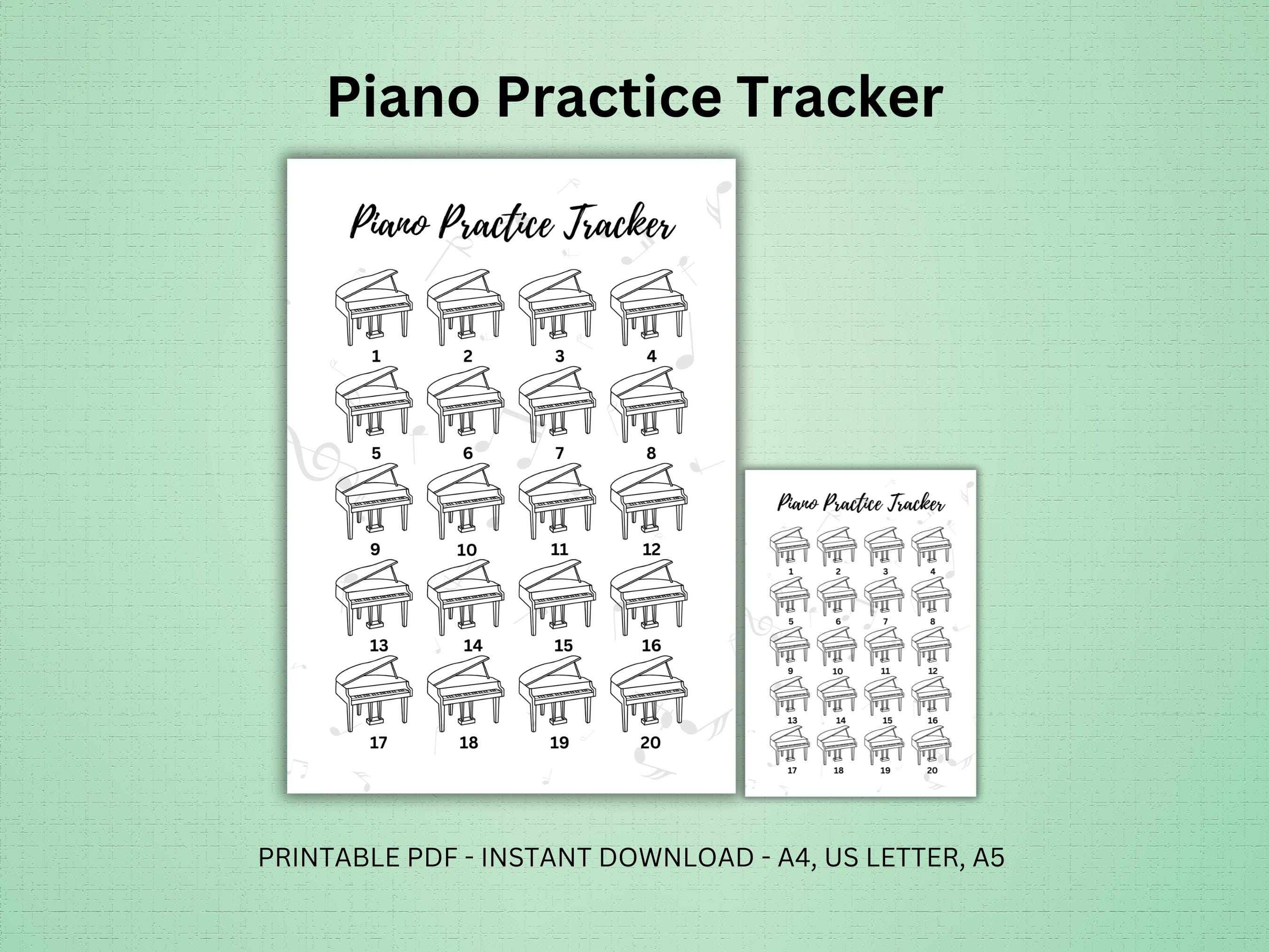 Piano Lesson Tracker Spreadsheet, Piano Practice Tracker, PRINTABLE ...