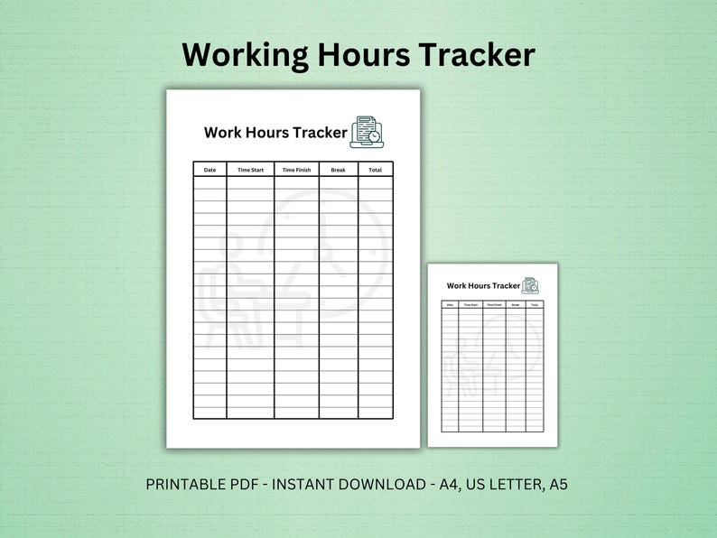 Work Schedule Tracker, Work Hours Tracker, Time Management Planner ...