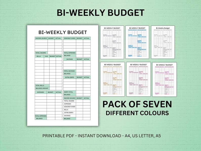 Biweekly Budget Planner Printable, Bi-weekly Template, Printable ...